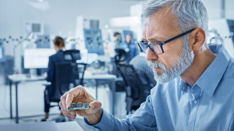 Electronics Design Factory Office: Electrical Engineer Working on ...