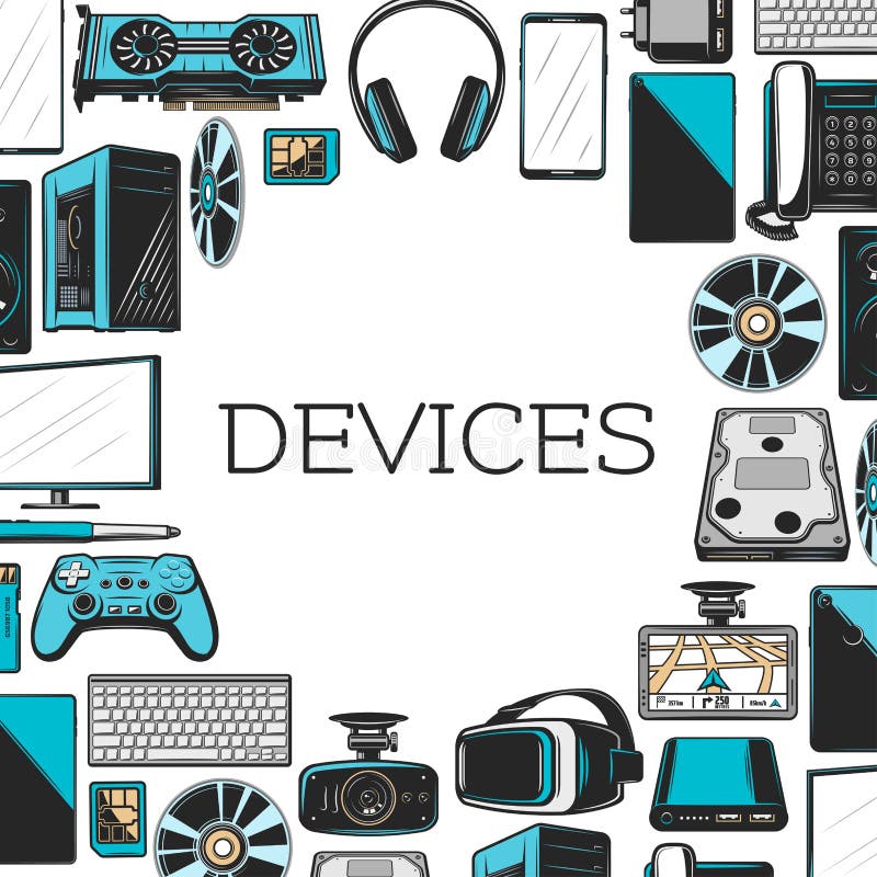 Electronics Devices and Digital Gadgets Stock Vector - Illustration of ...