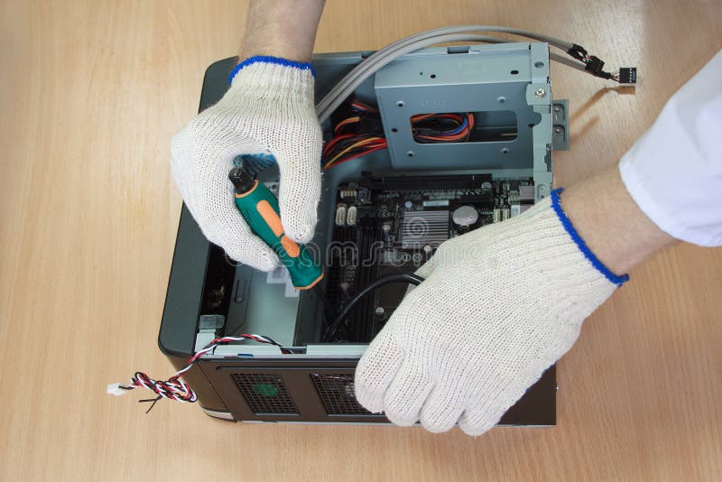 Electronics Engineer Create a Modern Personal Computer. Stock Photo ...