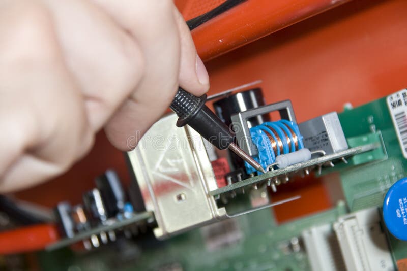Electronics. Engineer at Work Stock Image - Image of cable, measuring ...