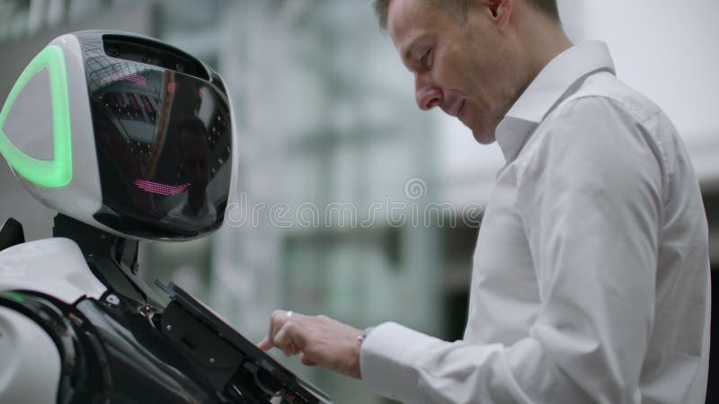 Electronics Engineer Working, Scientist Inventor on Robot Construction ...