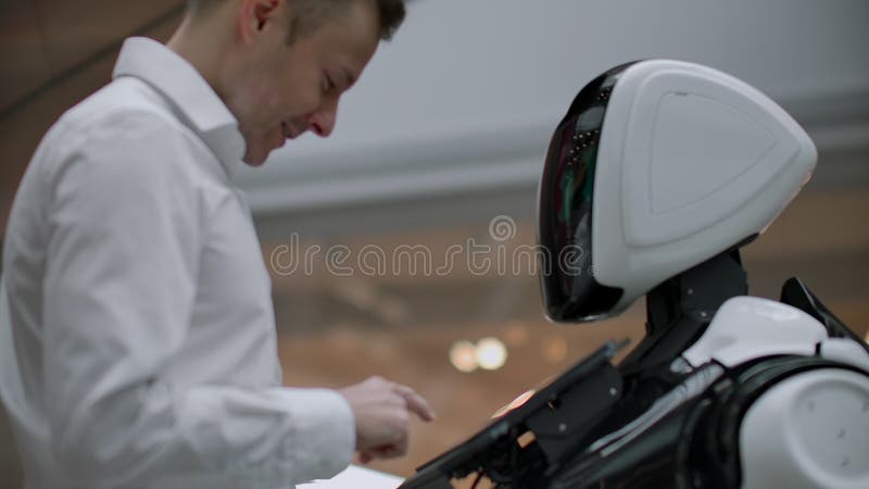 Electronics Engineer Working, Scientist Inventor on Robot Construction ...