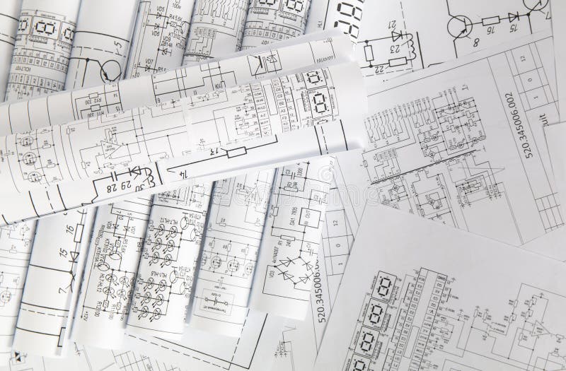 Printed Drawings of Electrical Circuits Stock Image - Image of ...