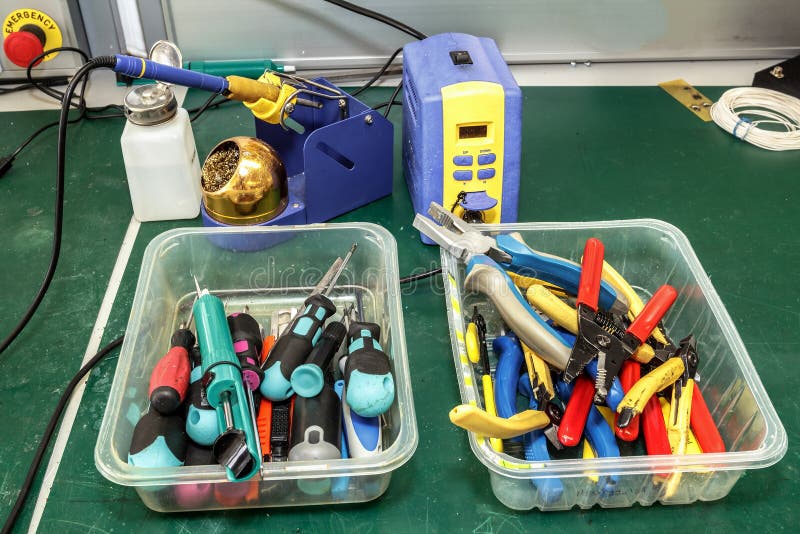 Electronics Equipment Assembly Workplace Stock Photo - Image of ...