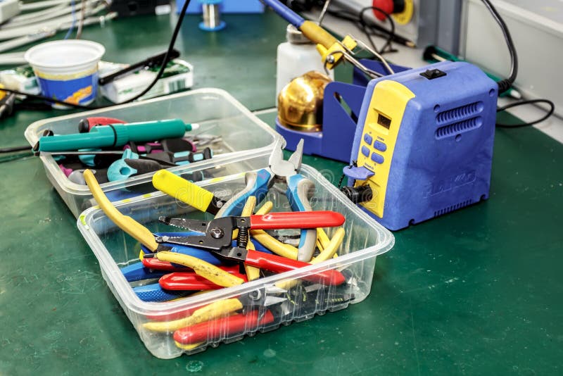 Electronics Equipment Assembly Workplace Stock Image - Image of ...