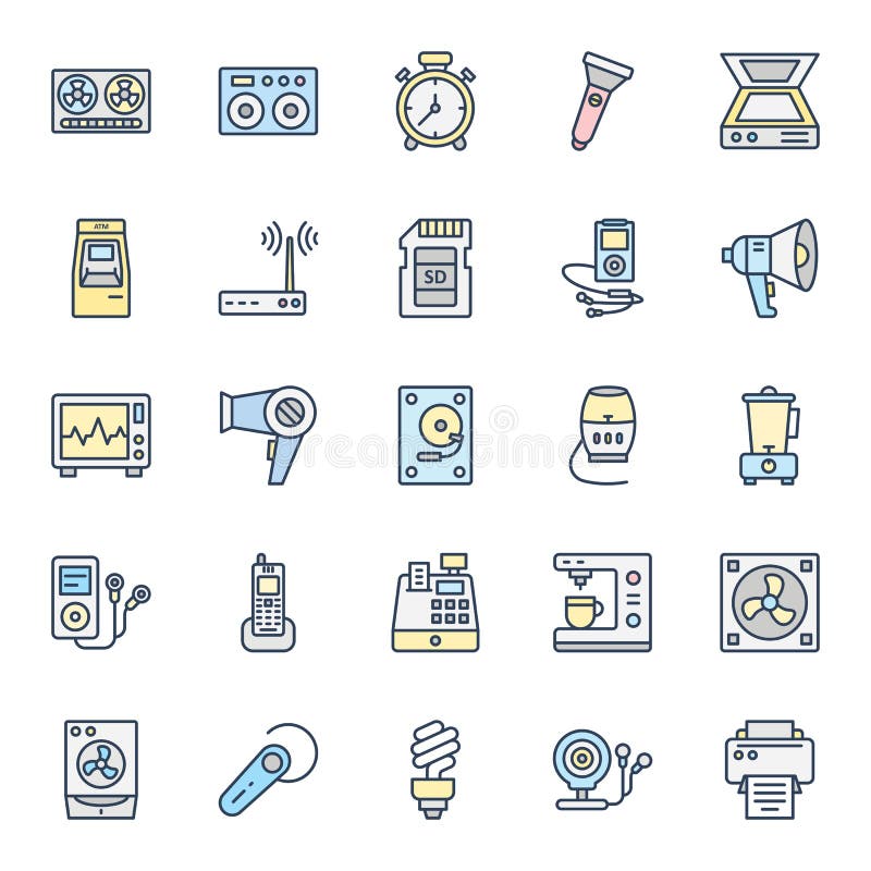 Electronics Equipment Isolated Vector Icons Set that Can Be Easily ...
