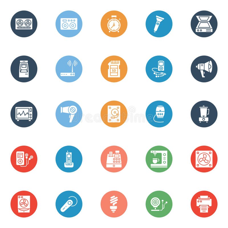 Electronics Equipment Isolated Vector Icons Set that Can Be Easily ...