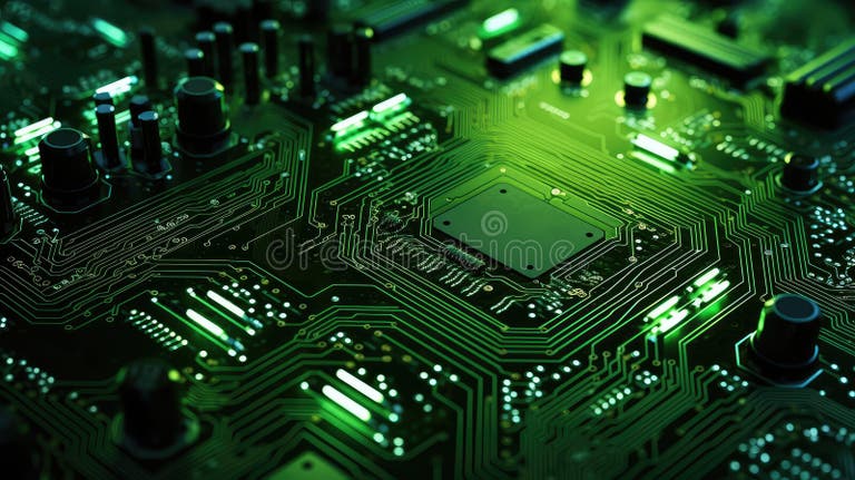 Electronics green circuits stock illustration. Illustration of design ...