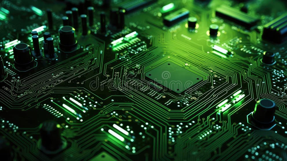 Electronics green circuits stock illustration. Illustration of design ...