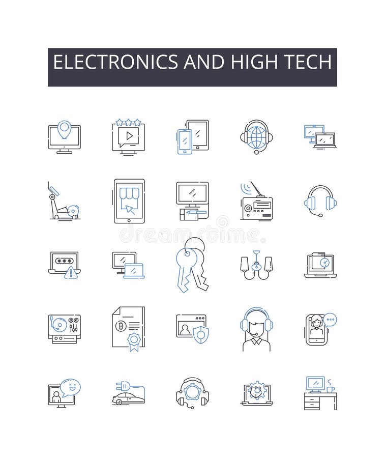 Electronics and High Tech Line Icons Collection. Collaboration ...