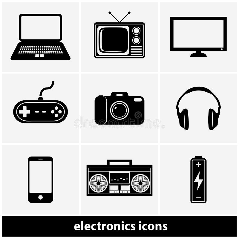 Electronics Icon Set stock vector. Illustration of computer - 31573759