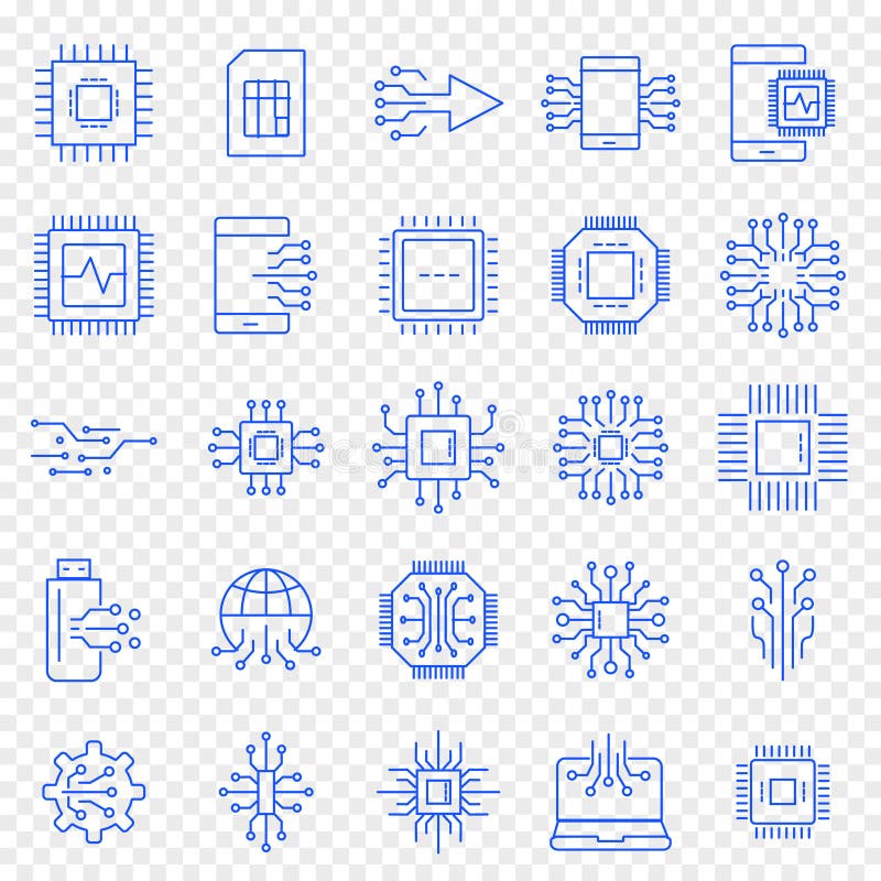 Electronics Icon Set. 25 Vector Icons Pack Stock Illustration ...