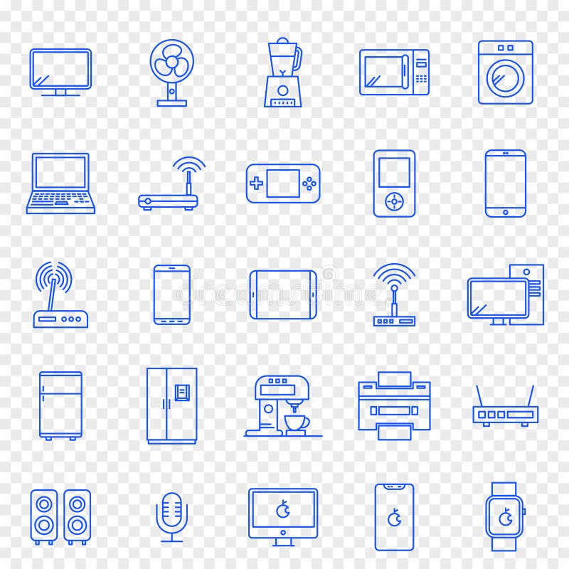 Electronics Icon Set. 25 Vector Icons Pack Stock Vector - Illustration ...