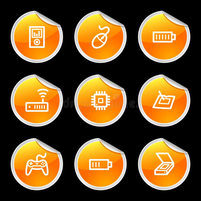 Electronics Web Icons, Green Sticker Series Stock Vector - Illustration ...