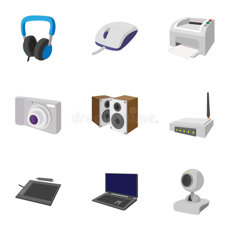 Cartoon Electronics Store With Computers And Phones Stock Illustration ...