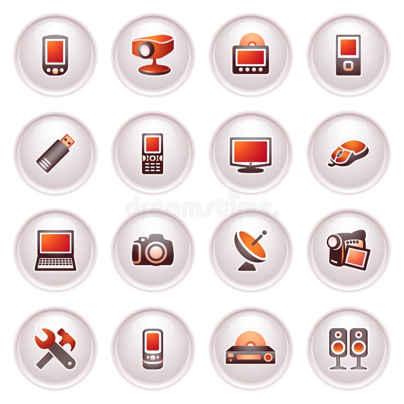 Electronics Icons for Web. Black Red Series. Stock Vector ...