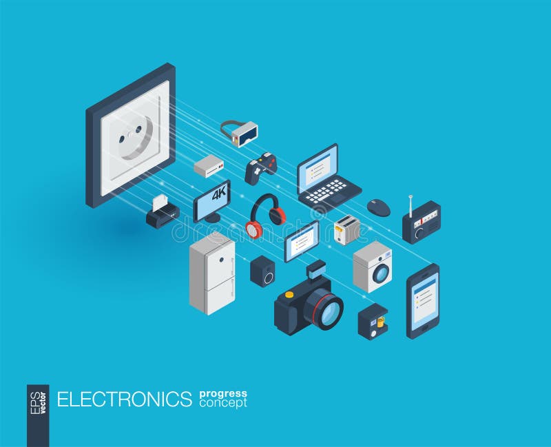 Electronics Integrated 3d Web Icons. Growth and Progress Concept Stock ...