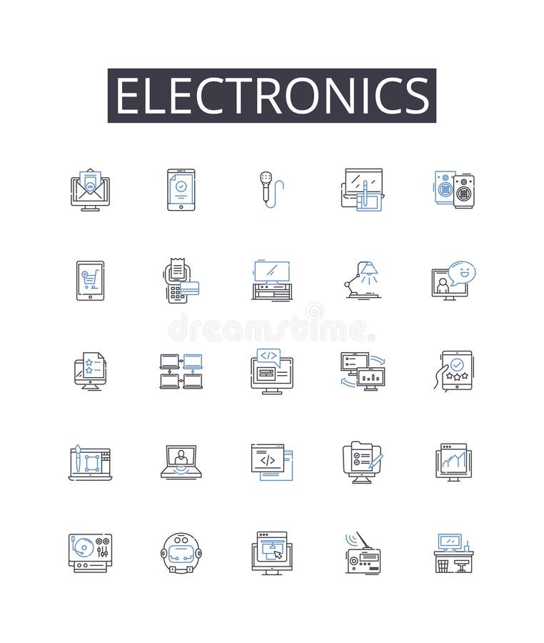 Electronics Line Icons Collection Optimization Allocation Planning Utilization Distribution