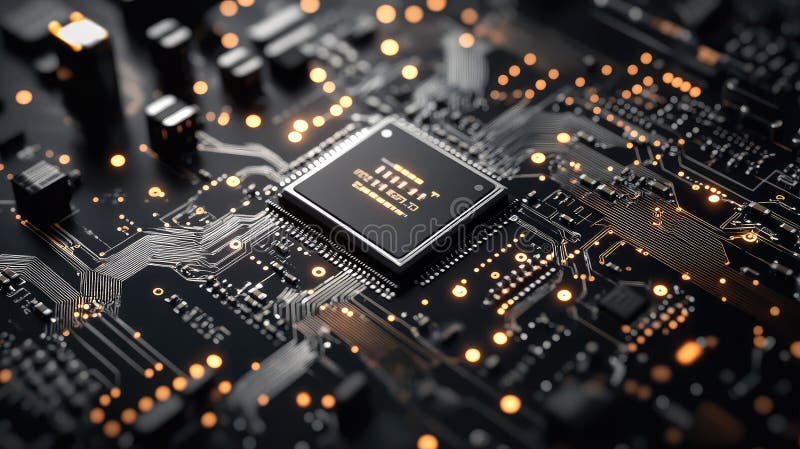 Electronics Microcontroller Line Art with Flickering Effect Stock ...
