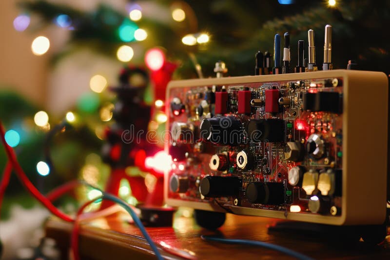 Electronics Next To Holiday Lights Stock Photo - Image of lights ...