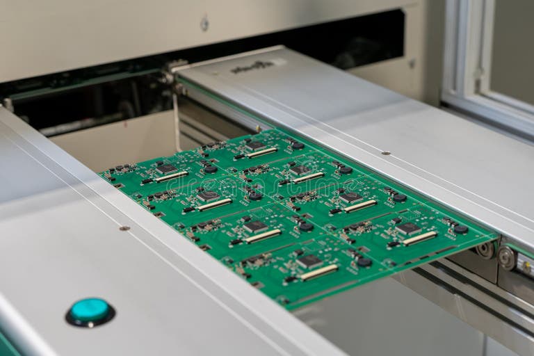 Electronics PCB Board on the Assembly SMT Line Conveyor Stock Photo ...