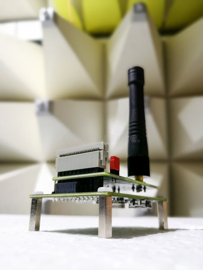 Electronics PCB with Wireless Communication Module in Anechoic Chamber ...