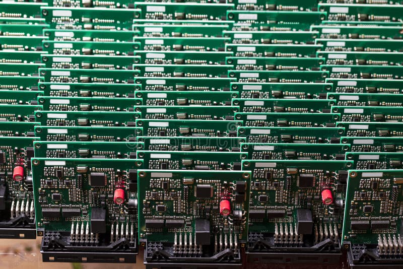 Electronics Production Concepts. Closeup View of Batch of Ready ...