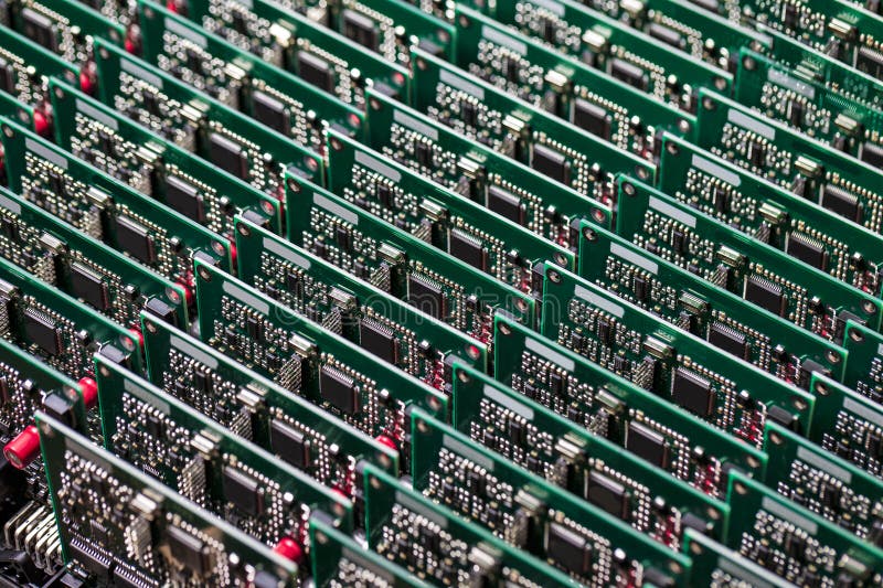 Electronics Production Concepts. Closeup View of Batch of Ready ...