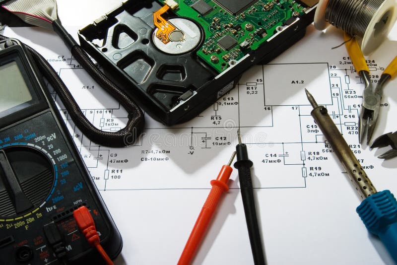 Electronics repair stock photo. Image of schematic, pliers - 1934330