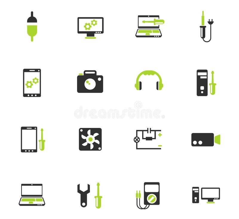 Electronics Repair Icon Set Stock Vector - Illustration of smartphone ...