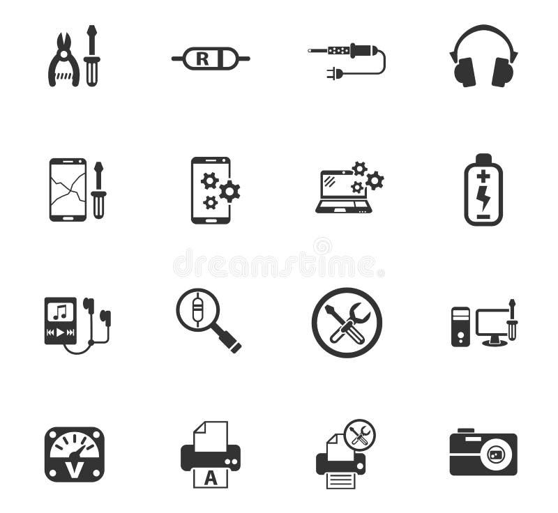 Electronics Repair Icon Set Stock Vector - Illustration of vector ...