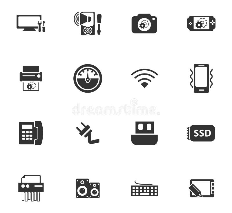 Electronics Repair Icons Set Stock Vector - Illustration of wifi ...
