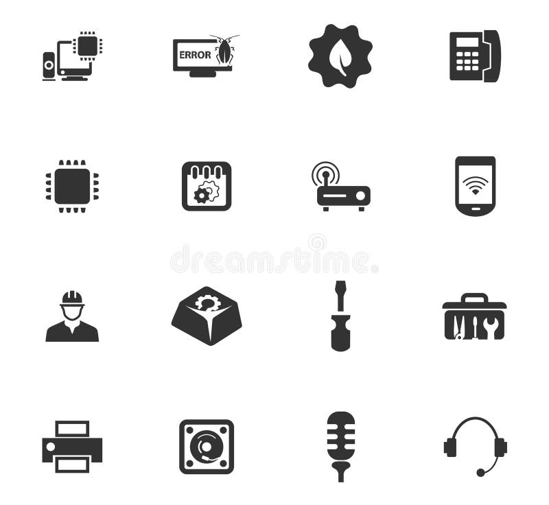 Electronics Repair Icons Set Stock Vector - Illustration of sign ...