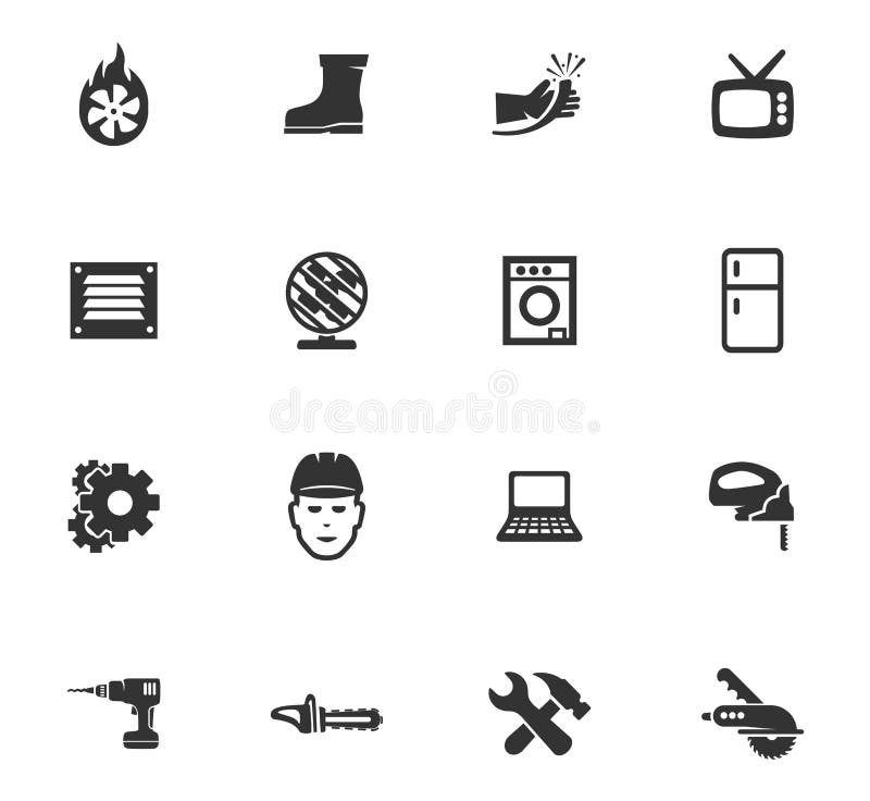 Electronics Repair Icons Set Stock Vector - Illustration of hammer ...