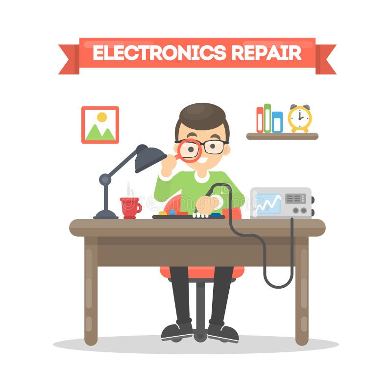Electronics repair man. stock vector. Illustration of electrician ...