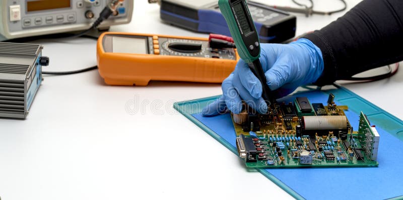 Electronics Repair Service-the Master Checks the Electronic Unit and ...