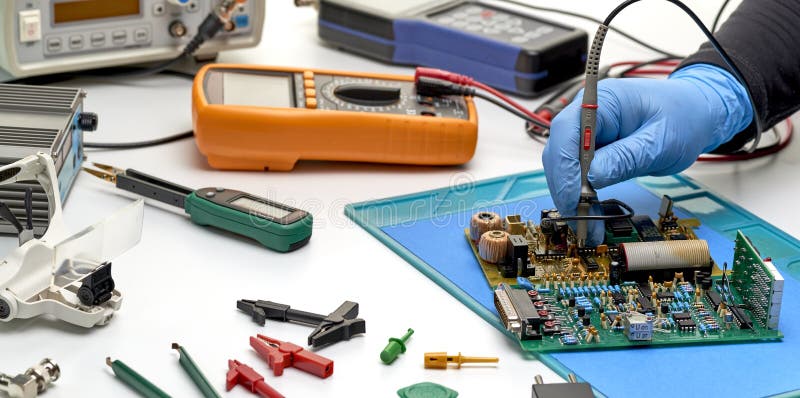 Electronics Repair Service-the Master Checks the Electronic Unit and ...
