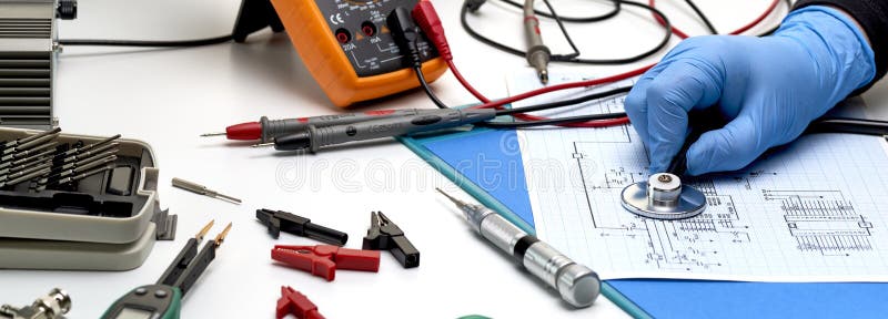 Electronics Repair Service-the Master Checks the Electronic Unit and ...