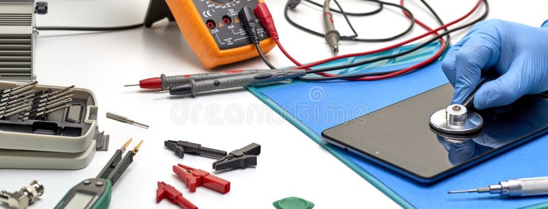 Electronics Repair Service-the Master Checks the Electronic Unit and ...