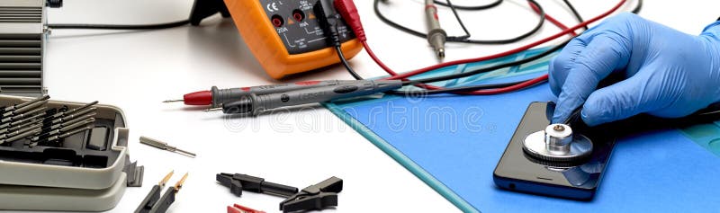 Electronics Repair Service-the Master Checks the Electronic Unit and ...