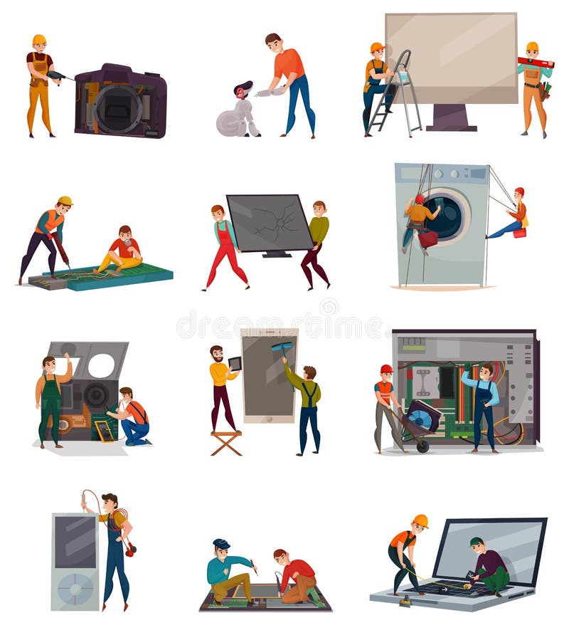 Electronics Repair Banners Set Stock Vector - Illustration of concept ...