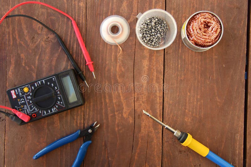 Electronics Repair Tool on the Table Top View Stock Image - Image of ...