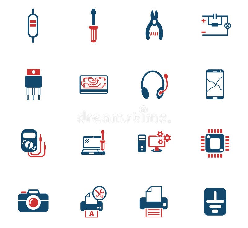 Electronics Repair Icon Set Stock Vector - Illustration of vector ...