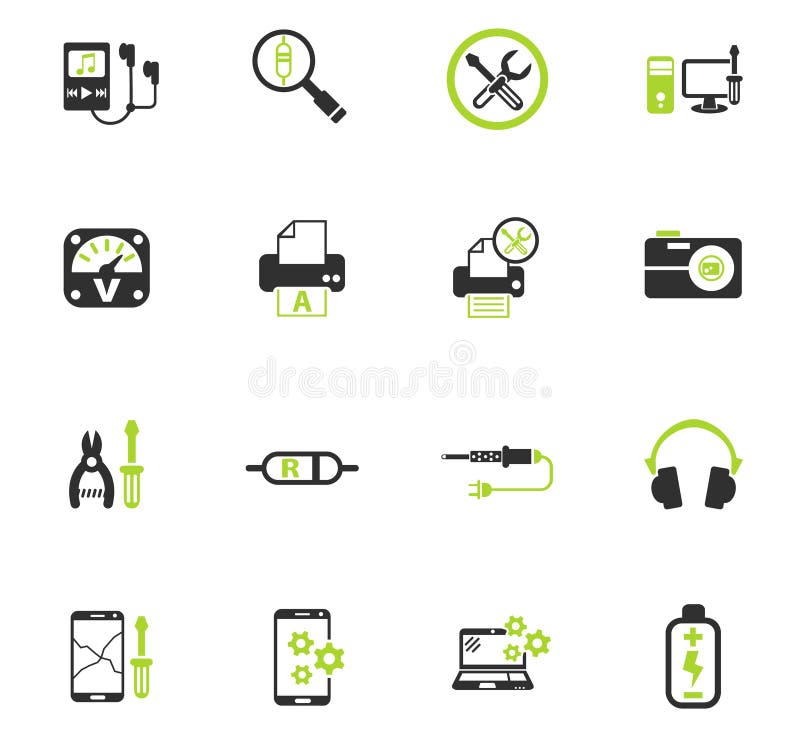 Electronics Repair Icons Set Stock Vector - Illustration of system ...