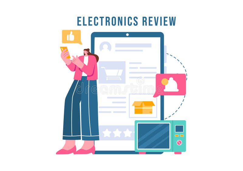 Electronics Review Vector Illustration with Customer Ratings on Quality ...