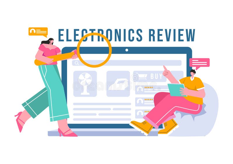 Electronics Review Vector Illustration with Customer Ratings on Quality ...