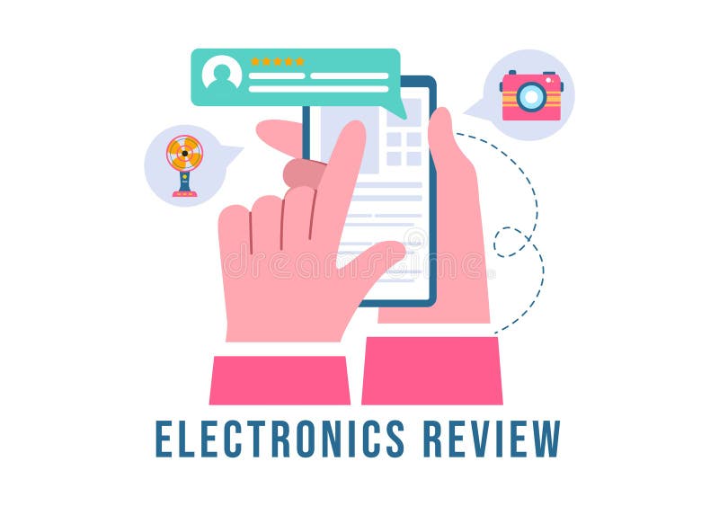 Electronics Review Vector Illustration with Customer Ratings on Quality ...