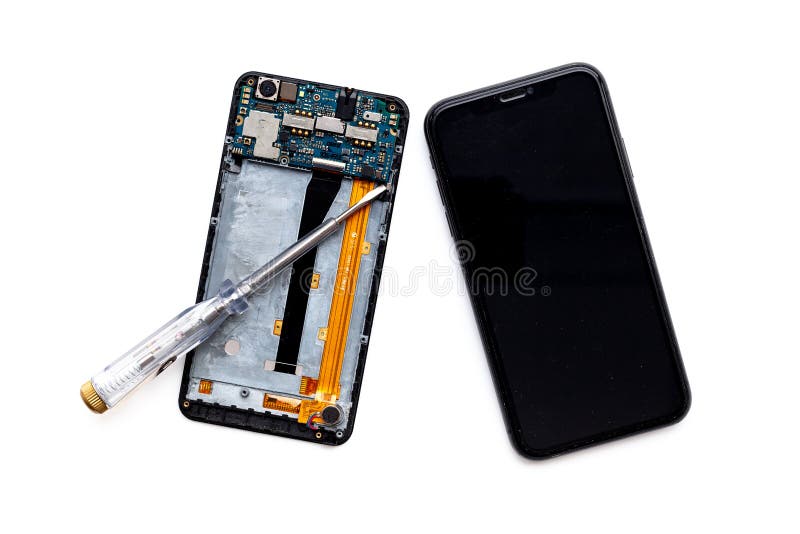 Electronics Servise and Repair Concept - Mobile Phone with Circuit ...