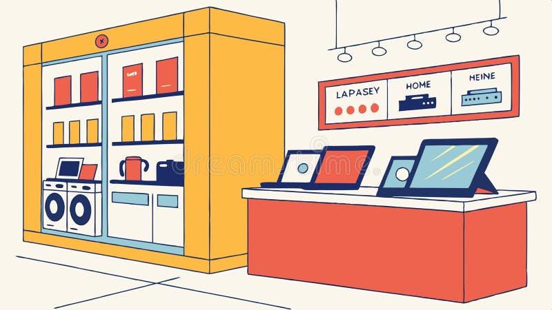 Electronics Store Display, Retail and Shopping Scene Vector Design ...