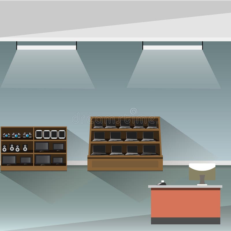 Electronics Store Shop Interior Banner Stock Vector - Illustration of ...